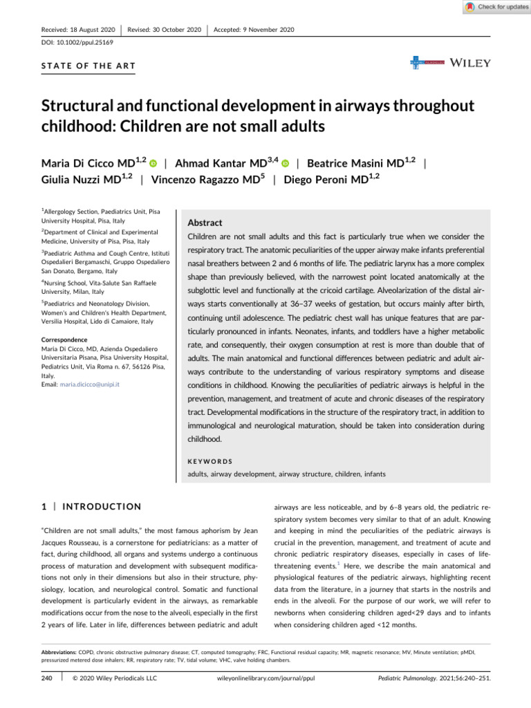Pediatric Airway Development Stages | PDF | Pediatrics | Respiratory Tract