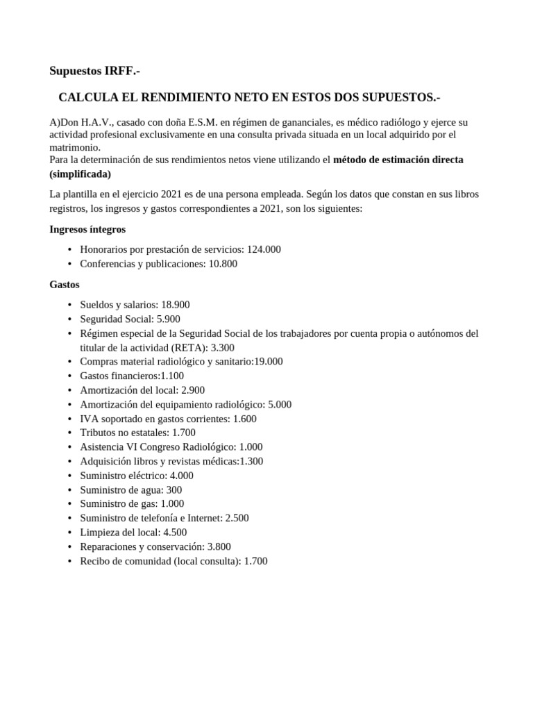 Ejercicios Iva e Irpf | PDF