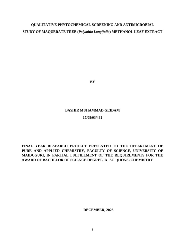 Qualitative Phytochemical Screening and Antimicrobial | PDF