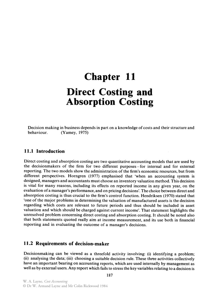Direct vs. Absorption Costing Explained | PDF | Valuation (Finance ...