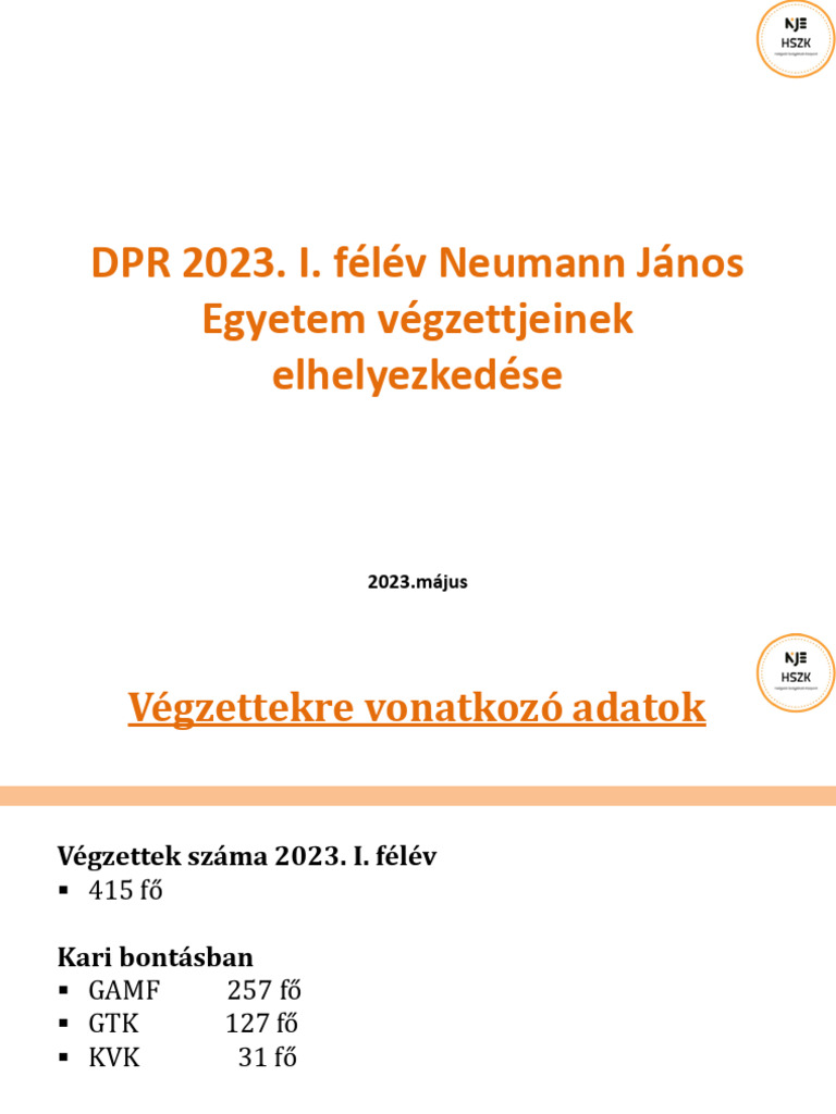 DPR 2023 I Félév Végzettek Elhelyezkedése | PDF