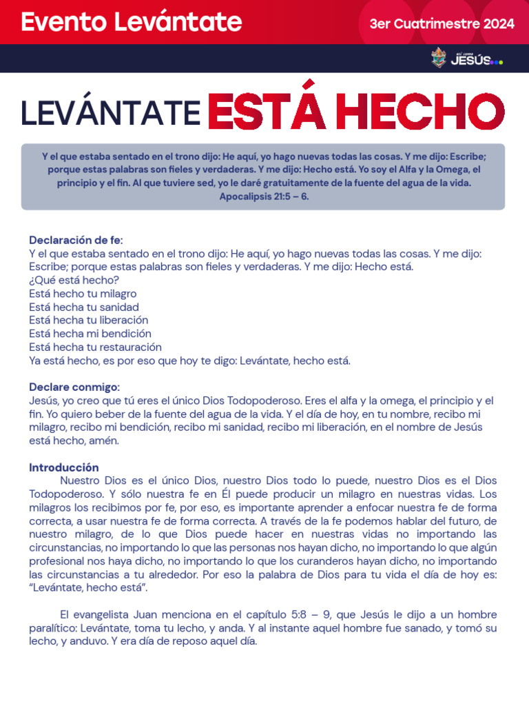 Mensaje Levántate 3-2024 | PDF | Fe | Jesús