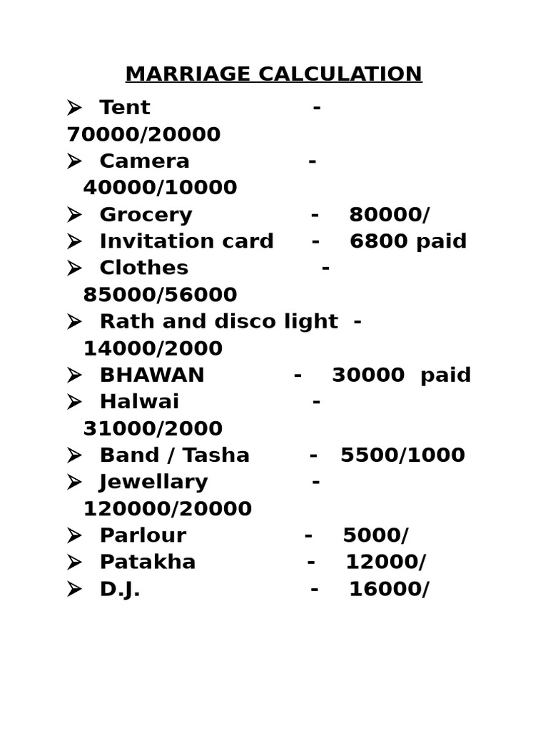 Marriage Calculation 1 | PDF