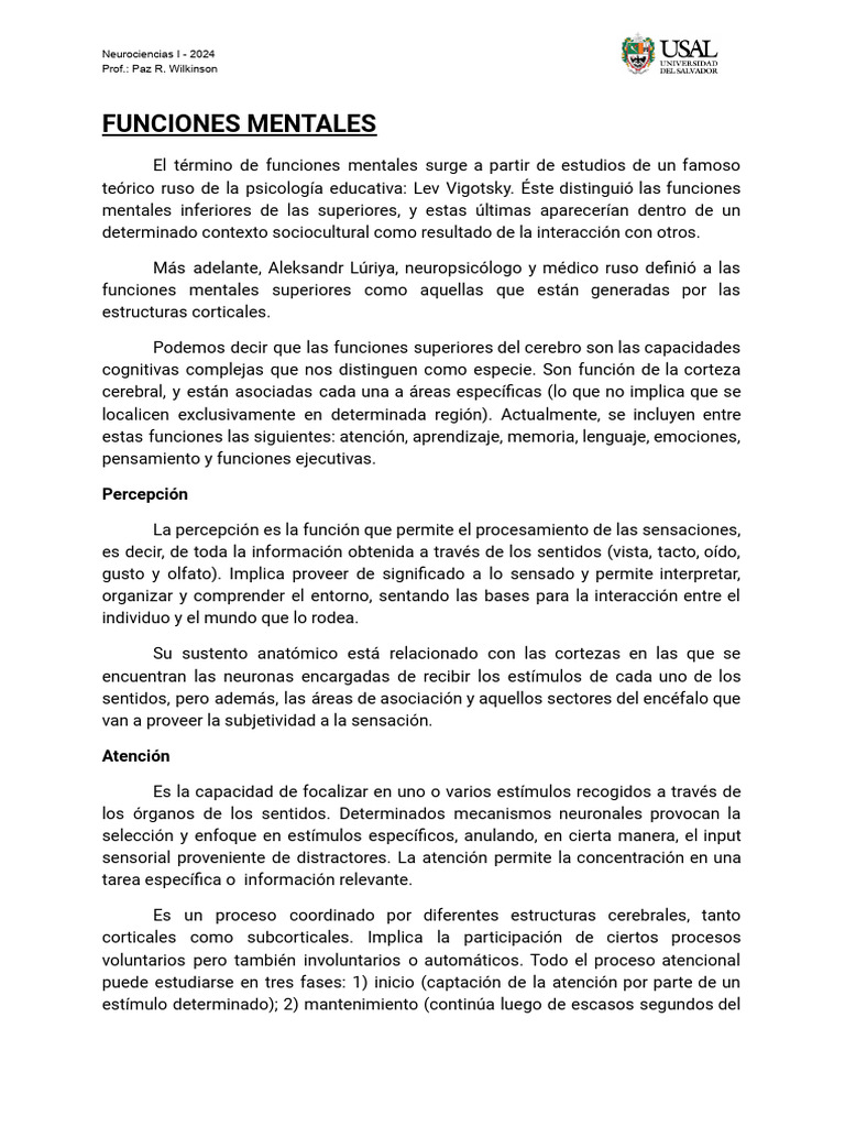 Funciones Superiores | PDF | Memoria | Las emociones