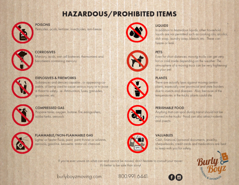 Hazardous and Prohibited Items List | PDF | Propane | Chemical Substances