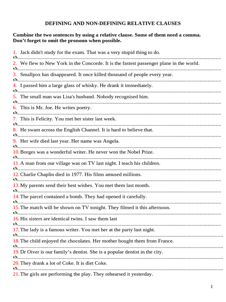 RELATIVE CLAUSES Rewriting | PDF | Linguistics | Syntax