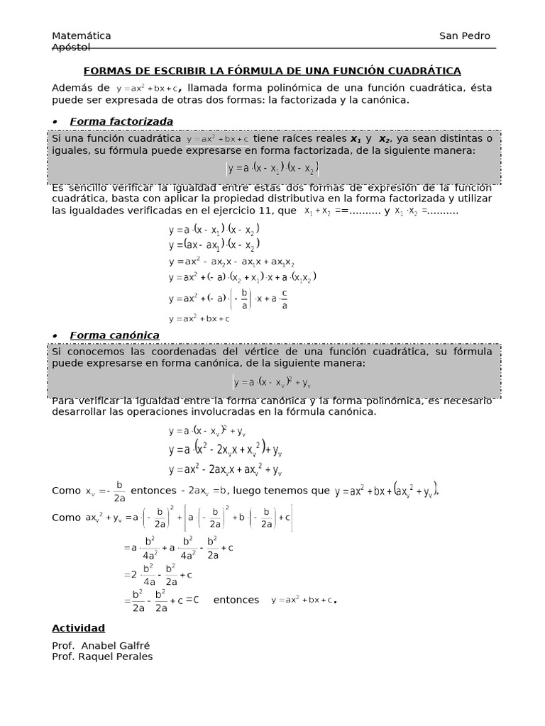 Forma Factorizada y Canonica | PDF