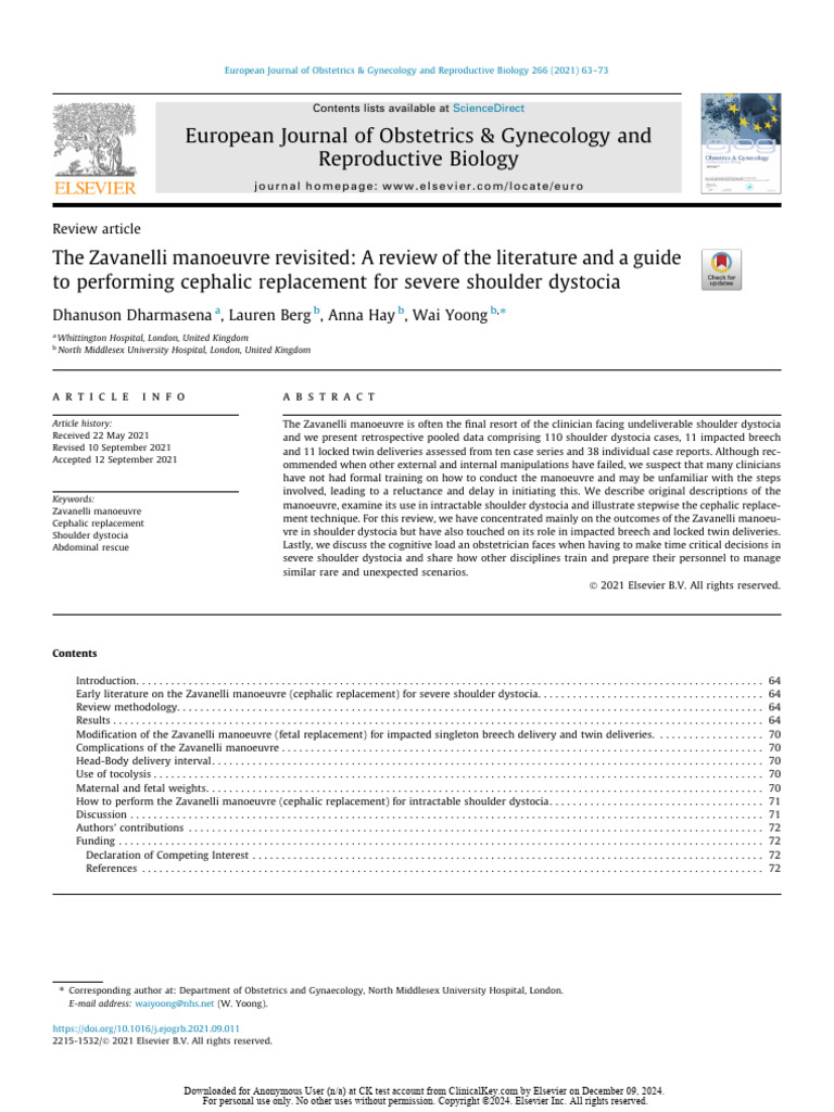 Zavanelli Procedure | PDF | Childbirth | Caesarean Section