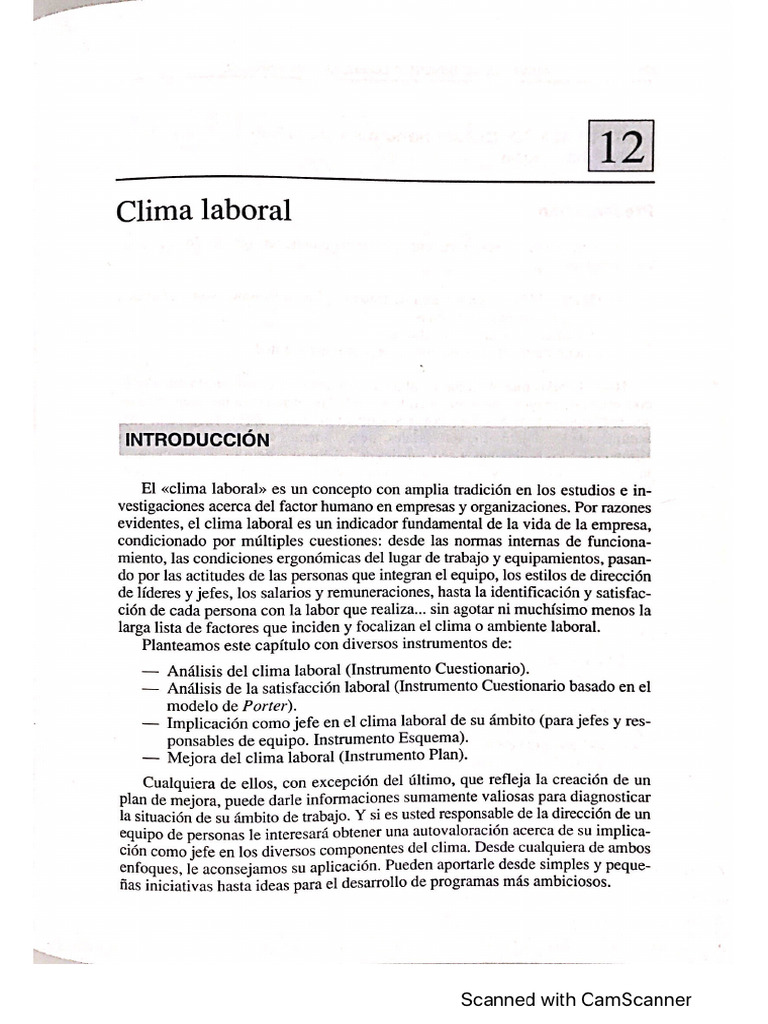 Capitulo 12 Clima Laboral | PDF