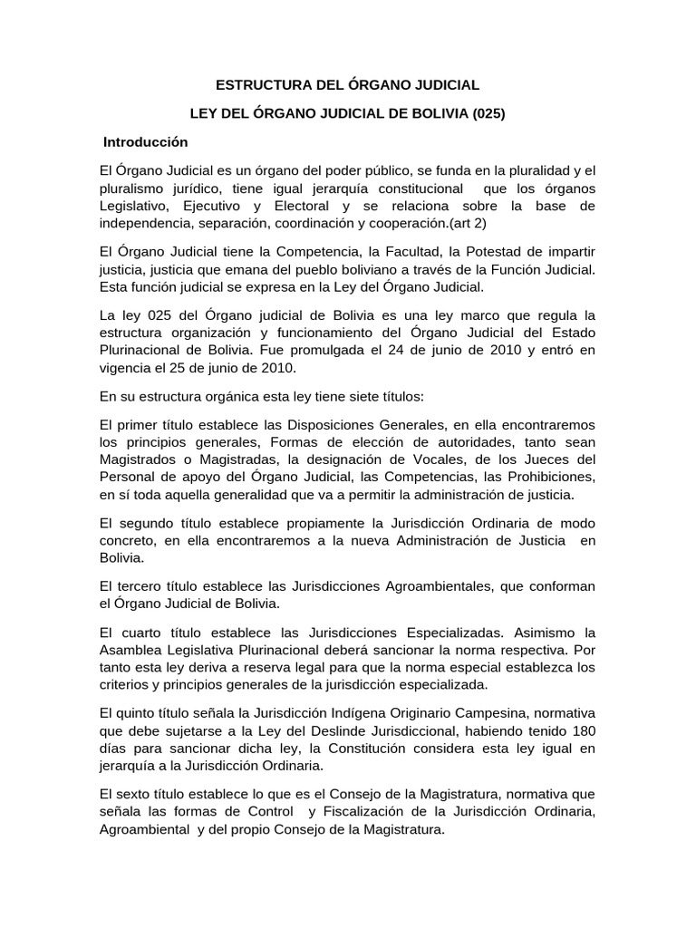 Estructura Del Órgano Judicial | PDF | Judicaturas | Jurisdicción