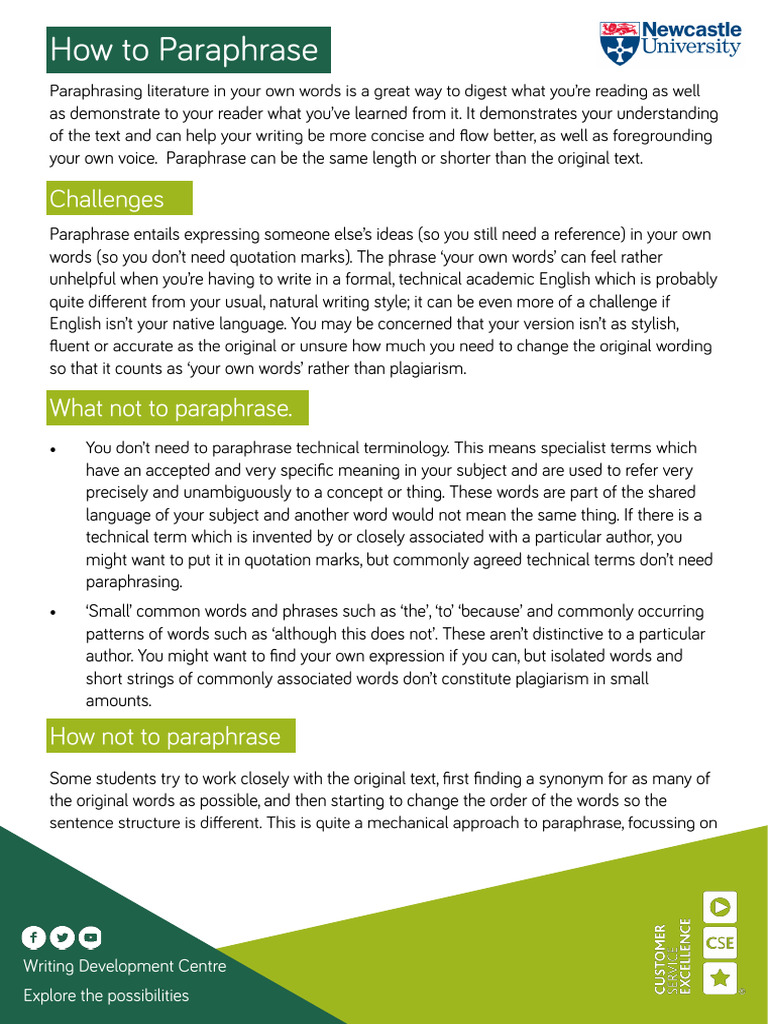 How To Paraphrase | PDF