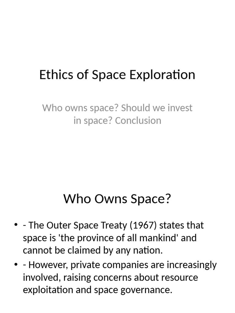 Ethics of Space Exploration | PDF