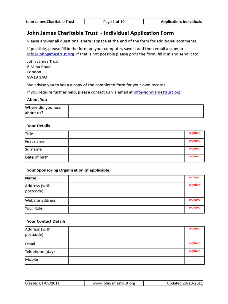 Individual Application Form | PDF