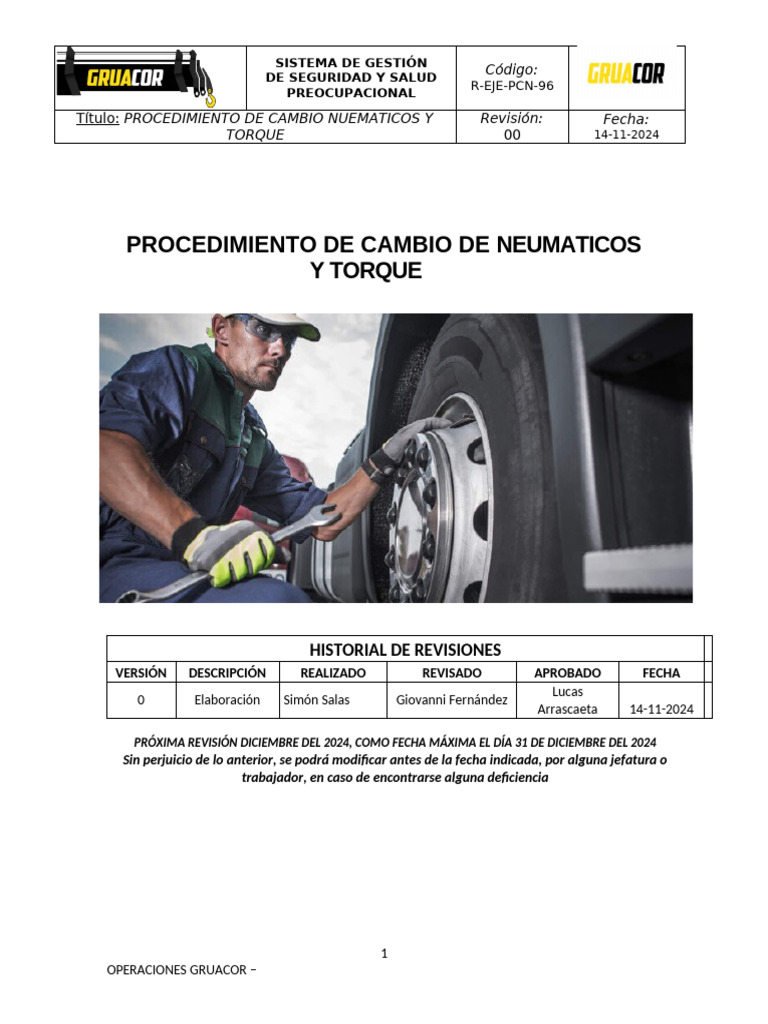 R-EJE-PCN-96 - Procedimiento Cambio Y Torque Neumatico (Rev 00) (14-11 ...