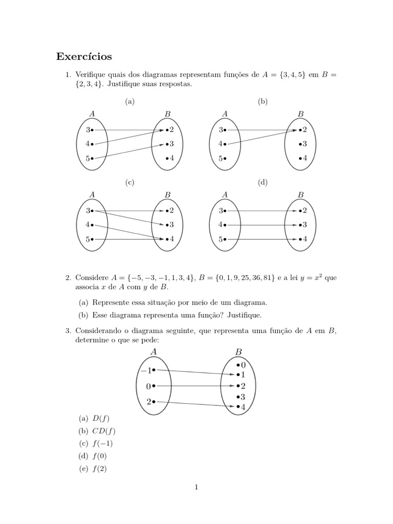 Exercicios Funcoes Medio | PDF | Função (Matemática) | Matemática