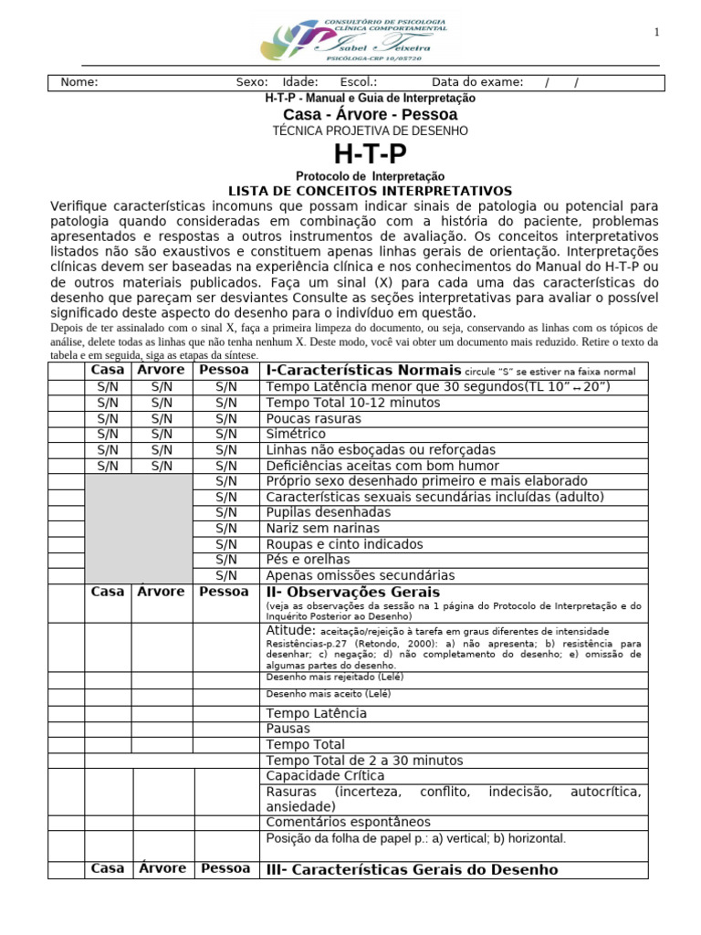 3b-Protocolo interpretaçao HTP Buck | PDF | Vermelho | Desenho