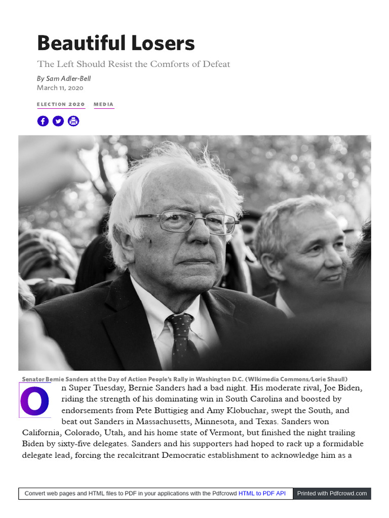 Commonwealmagazine Beautiful Losers | PDF | Bernie Sanders | Joe Biden