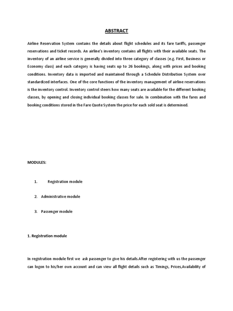 Abstract For Airline Reservation System | Download Free PDF | Computing ...