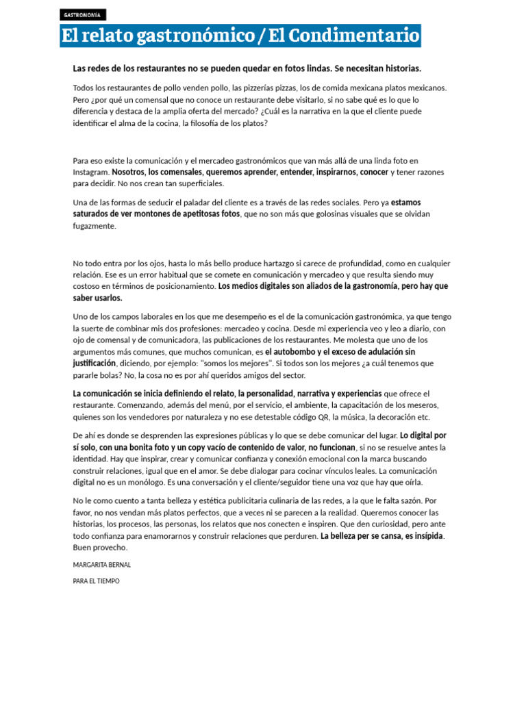 Las Redes de Los Restaurantes No Se Pueden Quedar en Fotos Lindas | PDF