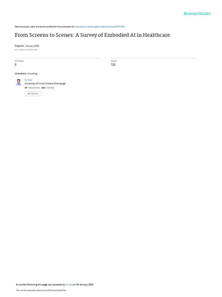 From Screens to Scenes: A Survey of Embodied AI in Healthcare | PDF ...