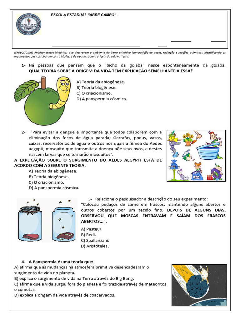 AULA 16 - AVALIAÇÃO ADAPTADA 1º ANO Avaliação Bimestral | PDF ...