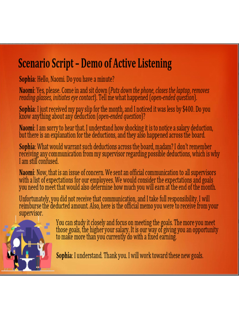 Demo Script Active Listening in Conflict Resolution | PDF