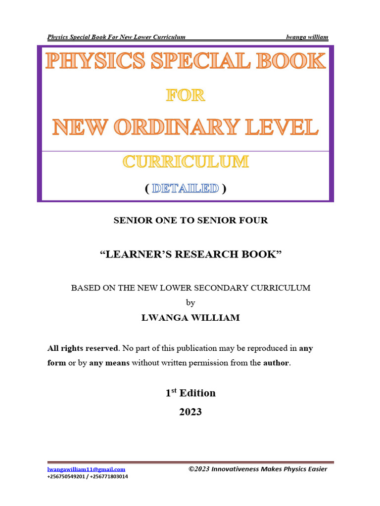Physics Research Book for S1-S4 Curriculum | PDF | Fires | Combustion