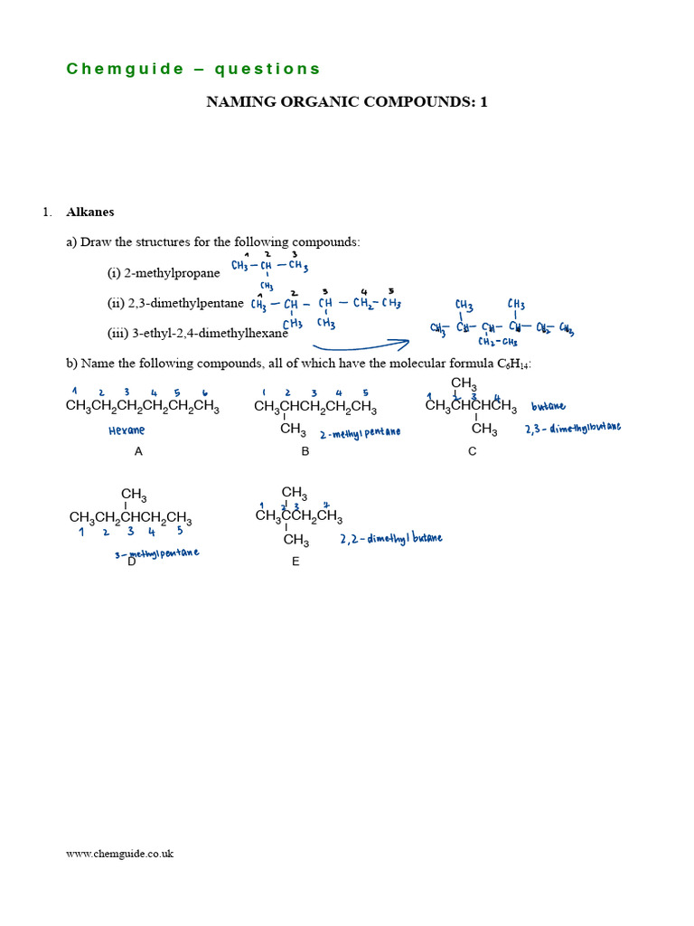 Naming Organic Compounds Guide | PDF | Organic Compounds | Chemical ...