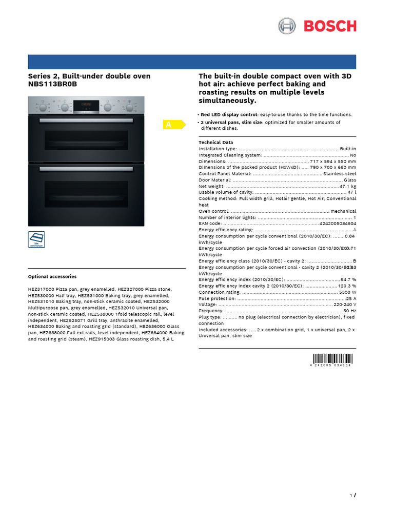 Built-Under Double Oven NBS113BR0B | PDF | Oven | Grilling