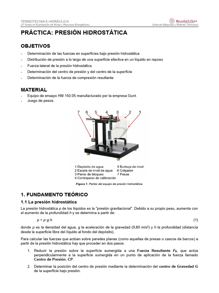 Práctica de Presión Hidrostática en Minas | PDF | Presión | Fuerza
