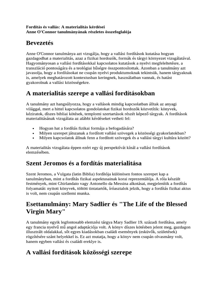 Fordítás És Vallás - Anne OConnor - 2021 | PDF