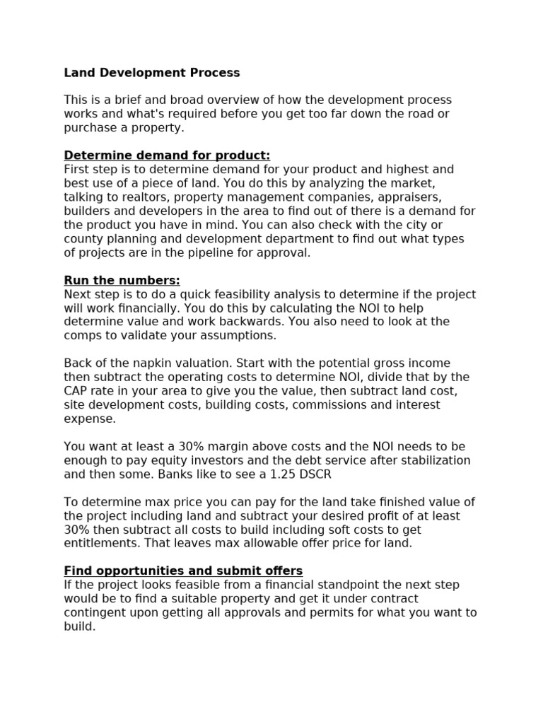 Land Development Feasibility Checklist | PDF | Valuation (Finance)