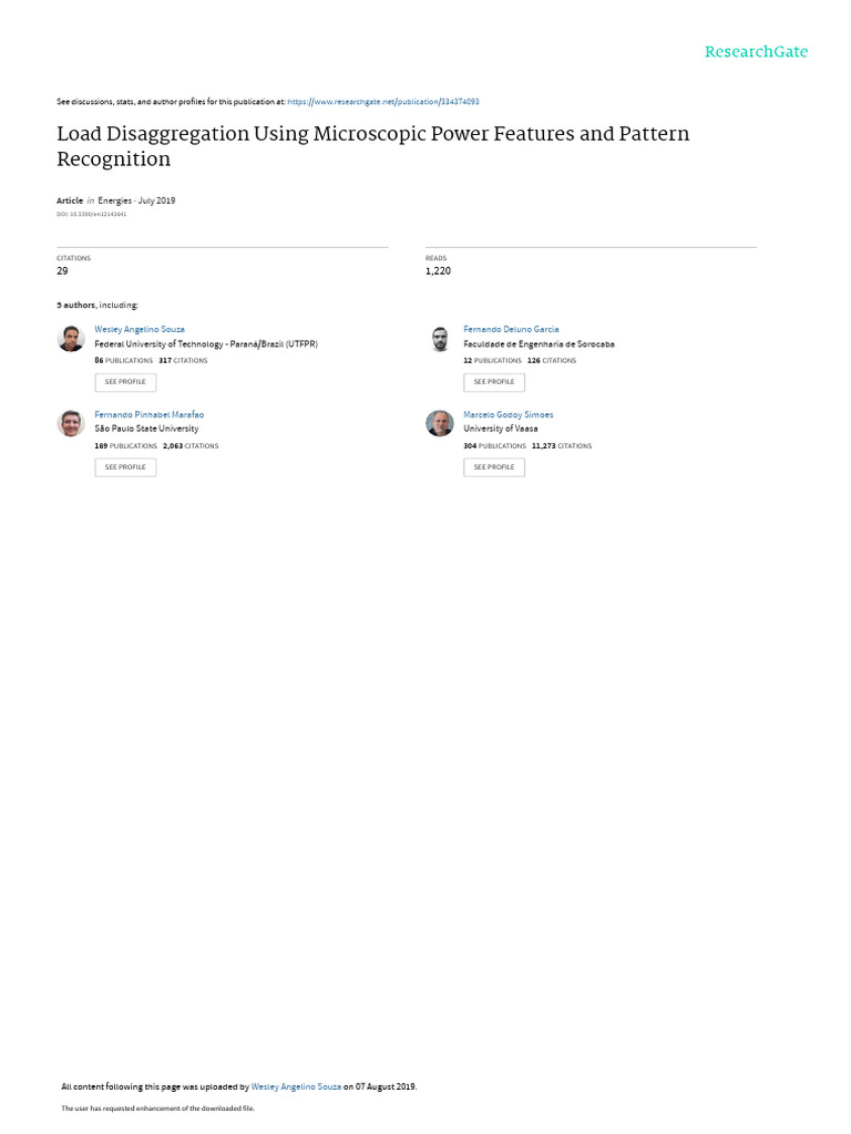 #2019 - Load Disaggregation Using Microscopic Power Features and Pattern Recognition | PDF