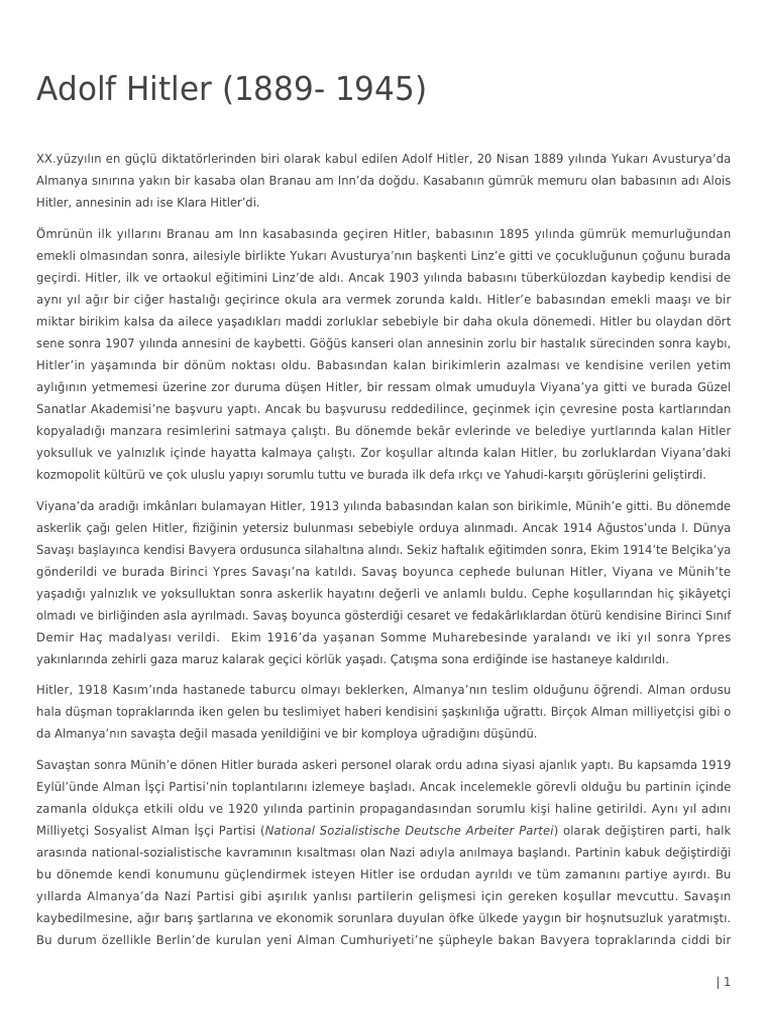Adolf Hitler (1889 - 1945) | PDF