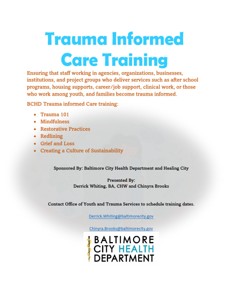 Trauma Informed Care Training Flyer 2023 | PDF