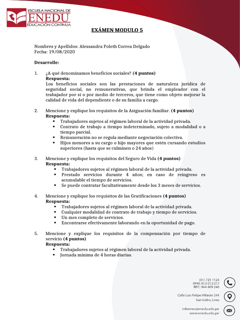 EXAMEN MODULO5 Laboral | PDF