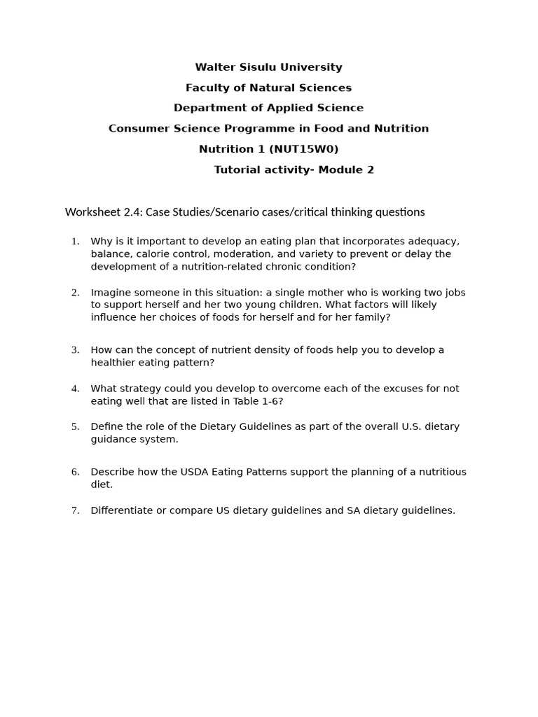 Worksheet 2.4 | PDF