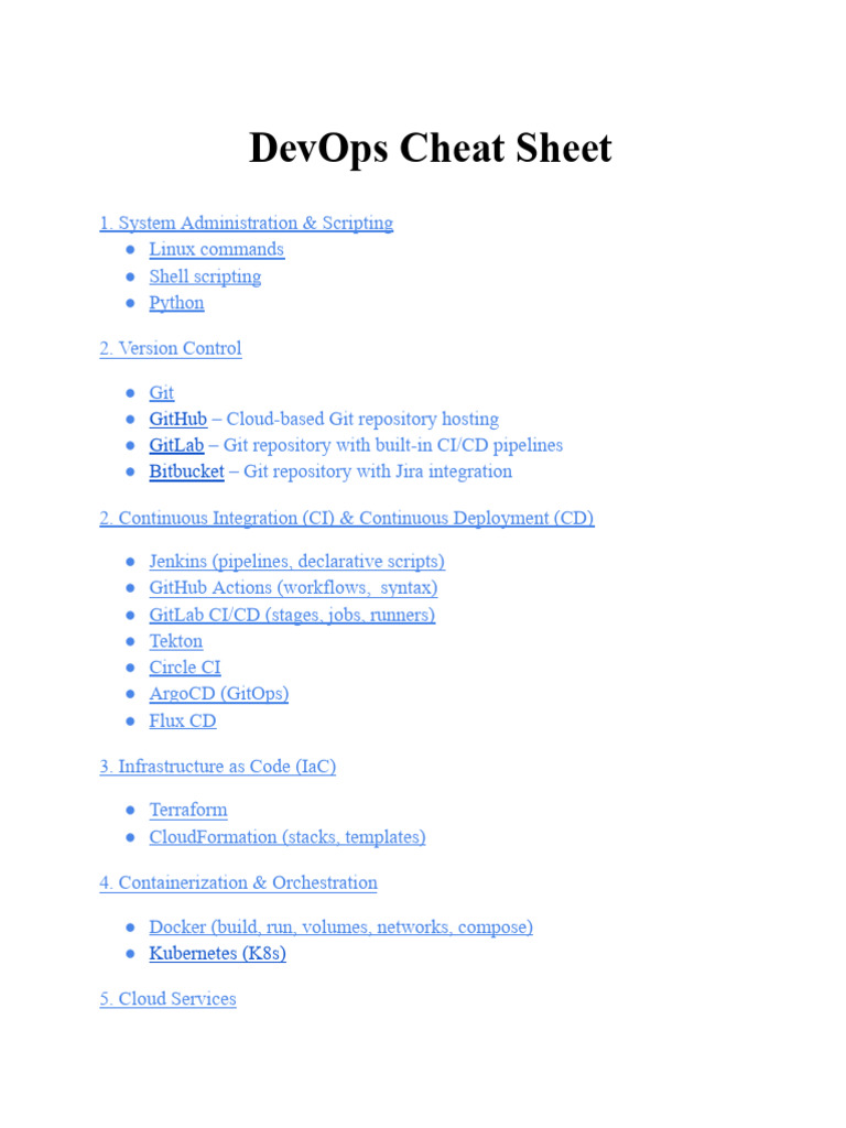 DevOps Cheat Sheet | PDF | Computing | Software