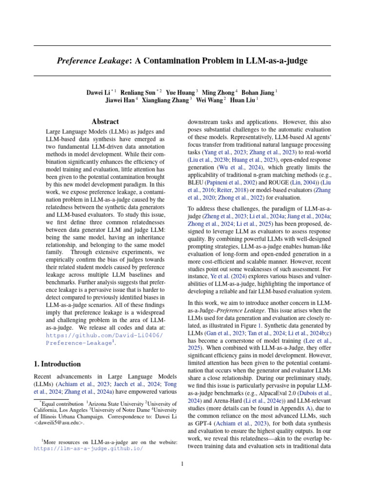 Preference Leakage in LLM-as-Judge | PDF | Cognition