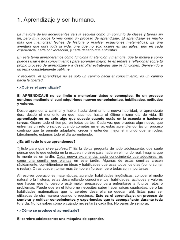 Tema El Aprendizaje 4º FOPP Soluciones PDF | PDF | Aprendizaje | Memoria