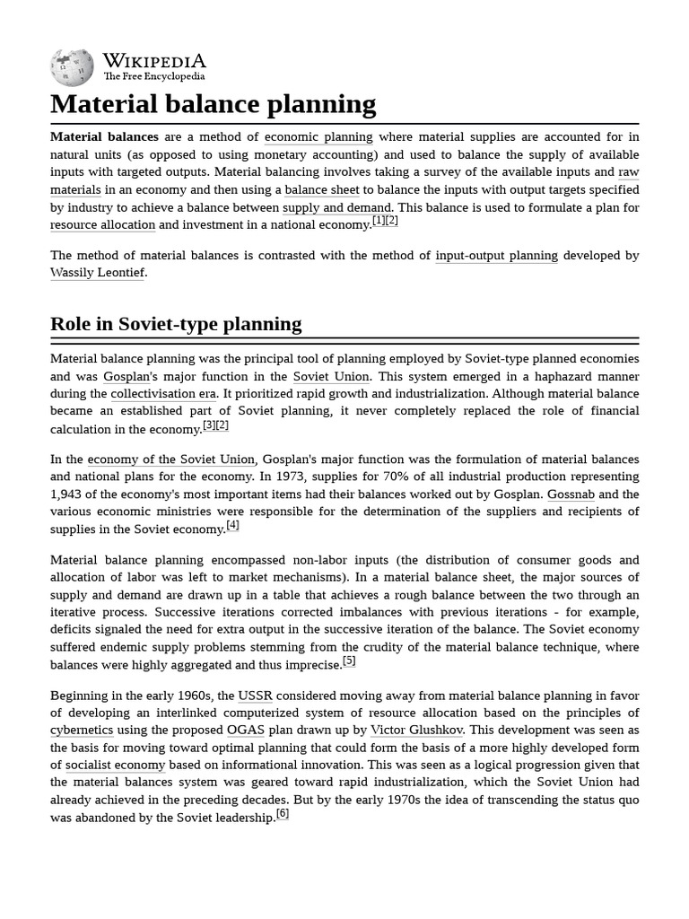 Material Balance Planning | PDF | Planning | Macroeconomics