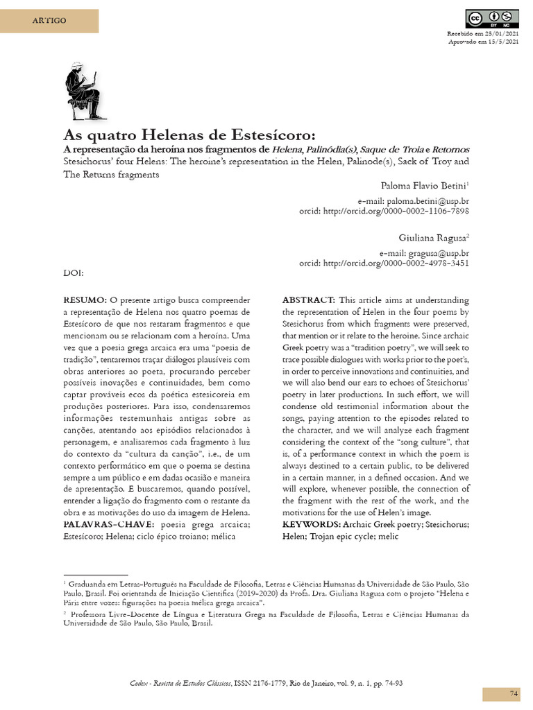 As_quatro_Helenas_de_Estesicoro_A_repres | PDF | Ilíada | Helena de Troia