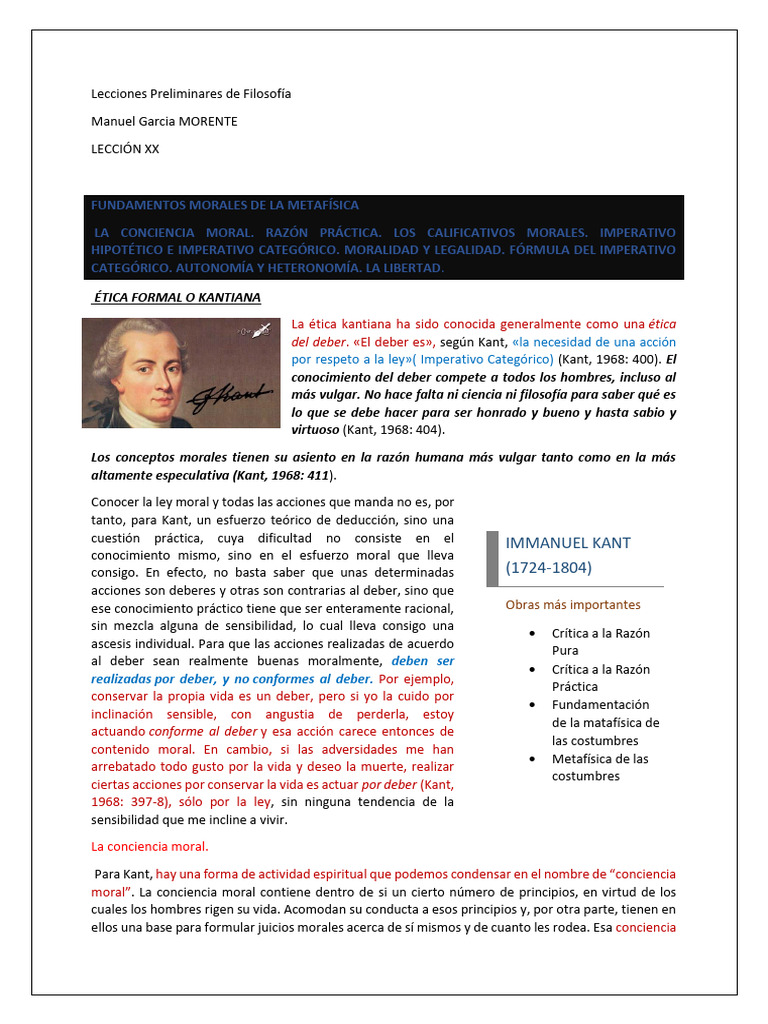 Ética Formal o Kantiana (2) | PDF | Immanuel Kant | Moralidad
