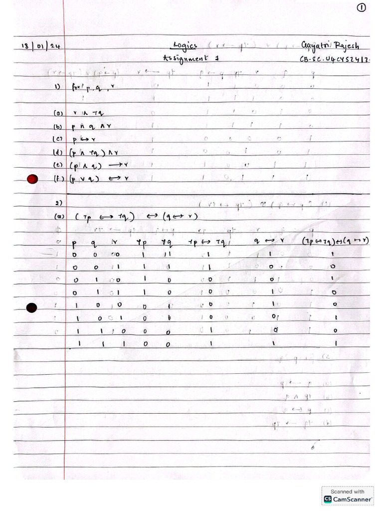 Logics Assignment 1 CB - sc.U4CYS24120 | PDF