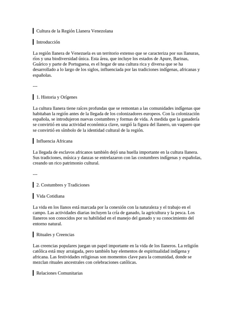 Cultura y Tradiciones Llaneras Venezolanas | PDF | Maíz | Venezuela
