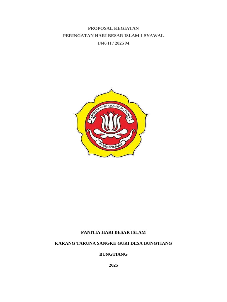 PROPOSAL KEGIATAN PHBI Bungtiang | PDF