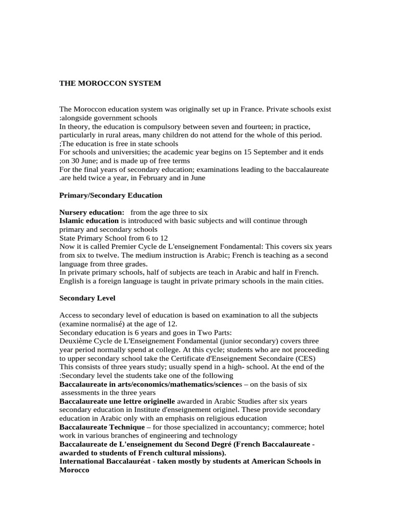 Education in Morocco | PDF | Schools | Secondary Education