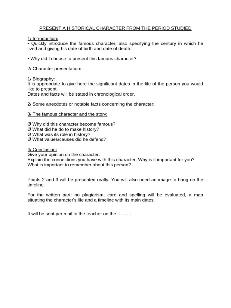 Historical Character Presentation Guide | PDF