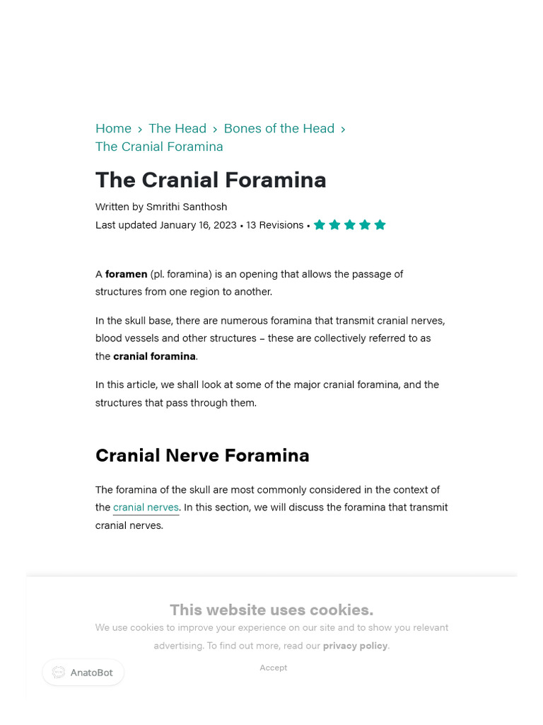 Cranial Foramina - Foramen Ovale - Skull - TeachMeAnatomy | PDF | Skull ...
