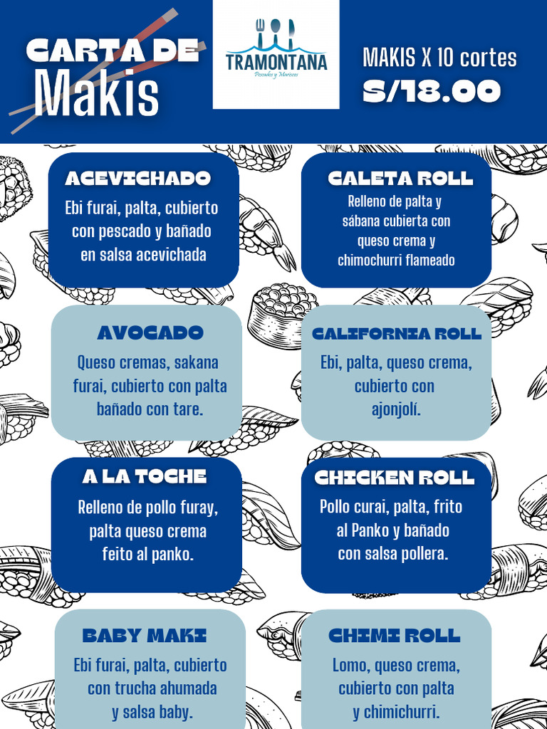 Carta de Makis tramontana (1) - copia | PDF | Alimentos | Cocina